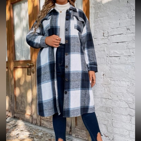 SHEIN | Sweaters | Flannel Coat | Poshmark